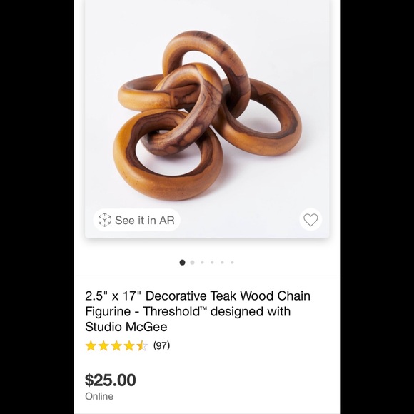 Studio McGee | Accents | 25 X 7 Decor Teak Wood Chain Figurine ...